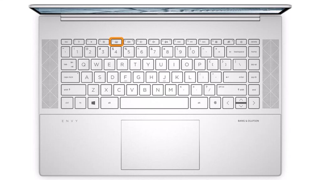 How to put light on the keyboard of an HP laptop?