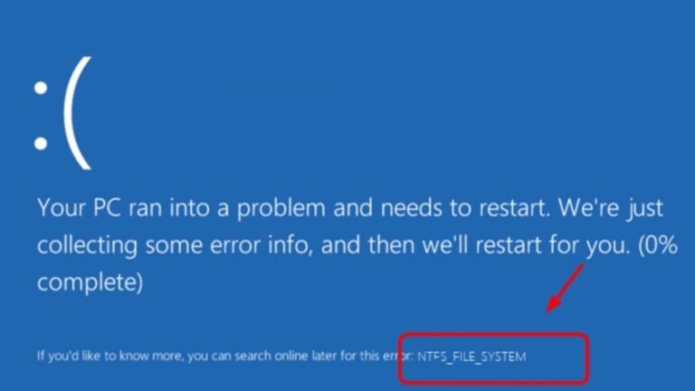 NTFS_FILE_SYSTEM error in Windows 11: causes and solutions