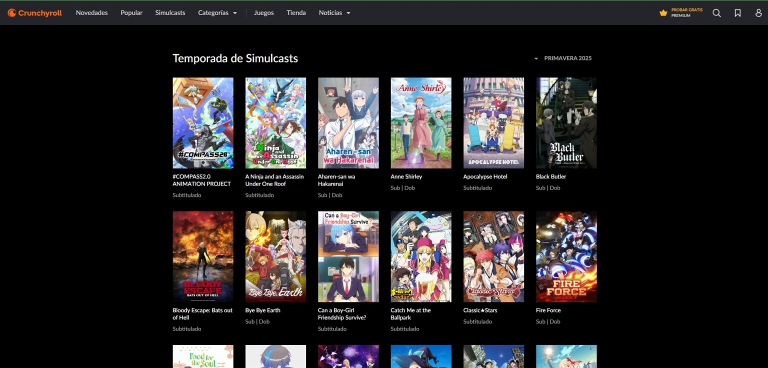 O que significa simulcast no Crunchyroll?