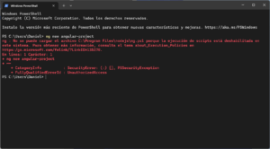 Error de ejecución de scripts en PowerShell en Windows 11