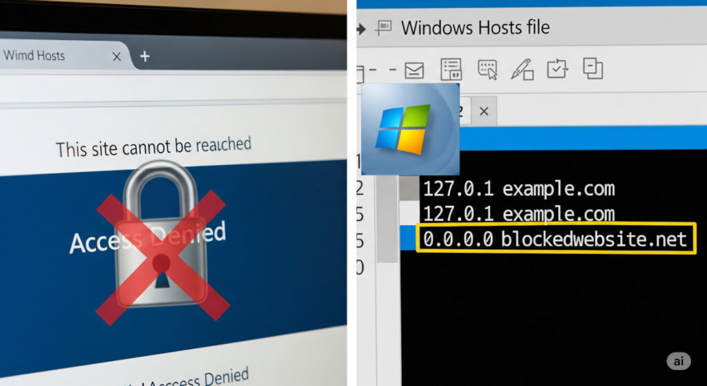 How to block access to specific websites from the Windows hosts file
