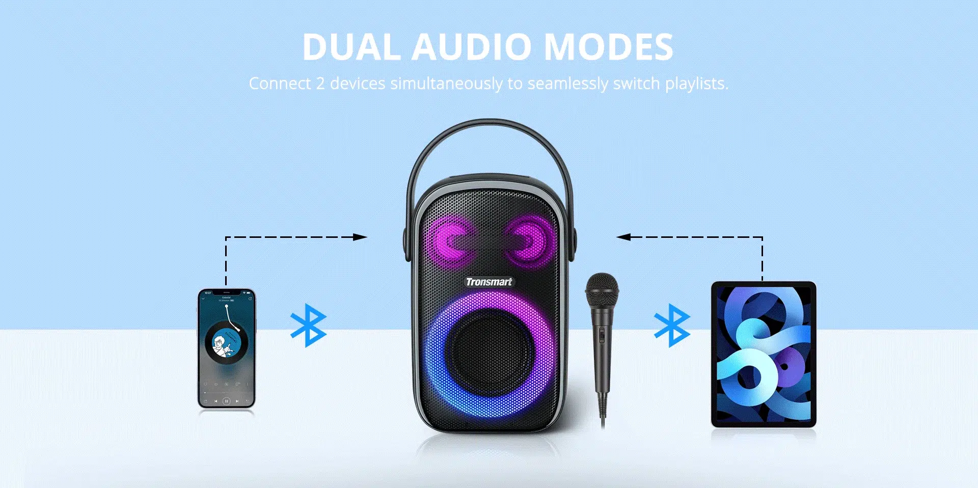 Sakani nyimbo kuchokera pafoni yanu kupita ku ma speaker awiri kapena ...