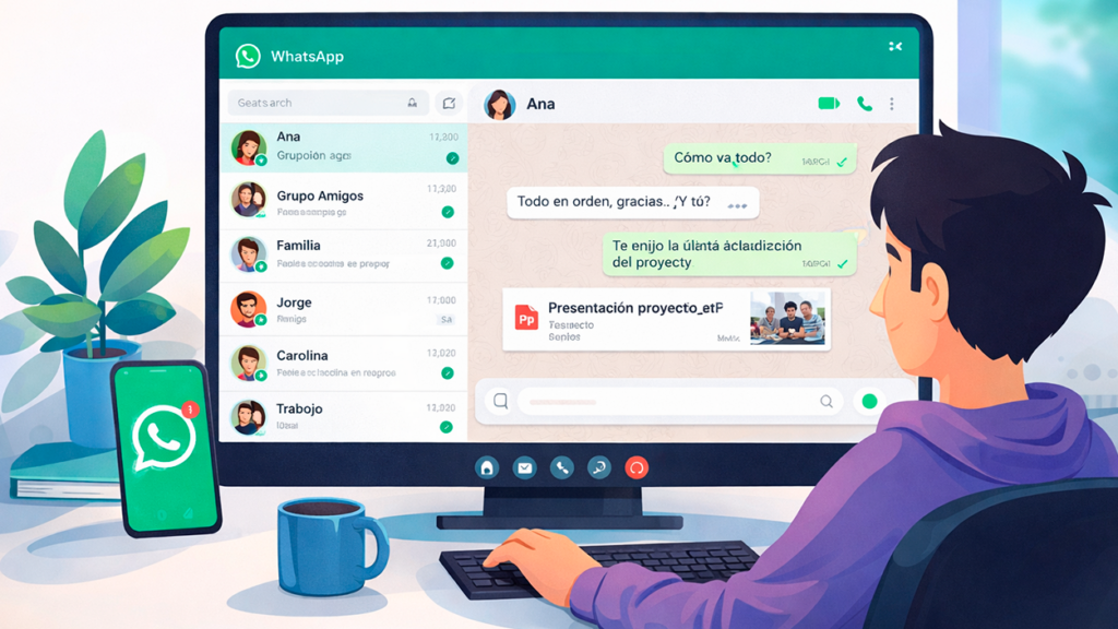 Where does WhatsApp Desktop save files on the computer?